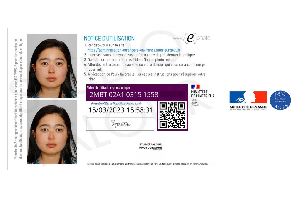 Photo d'identité pour titre de séjour conforme à Paris 9ème - Studio Falour